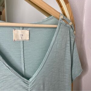 Anthropologie | Tops | Anthropologie Tla Light Blue Flower Button Tee ...